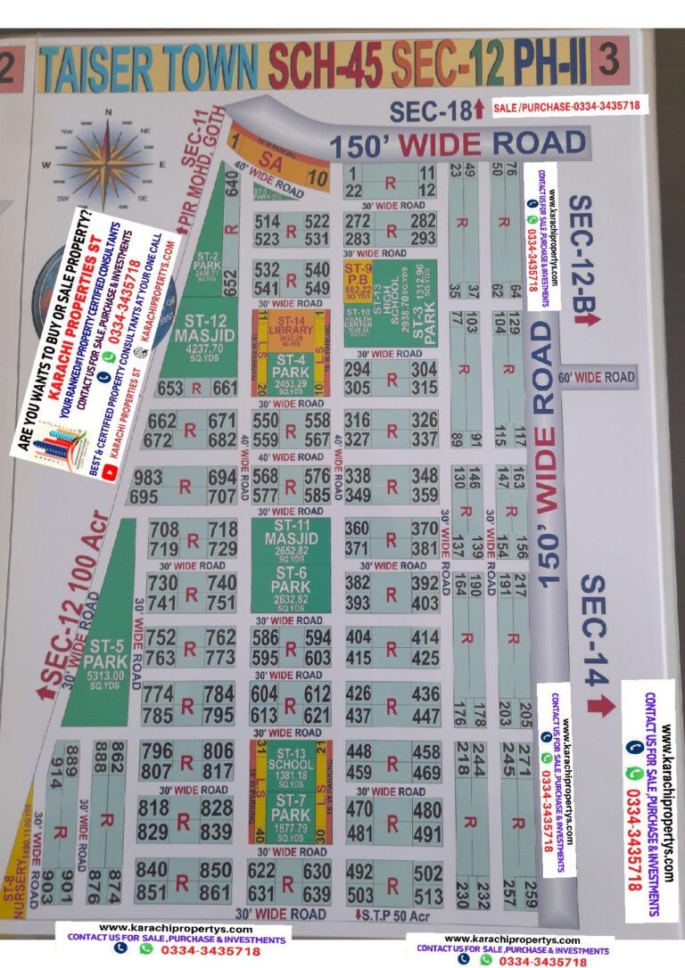 Taiser Town Sector 12 Map New Latest Revised | Karachi Properties