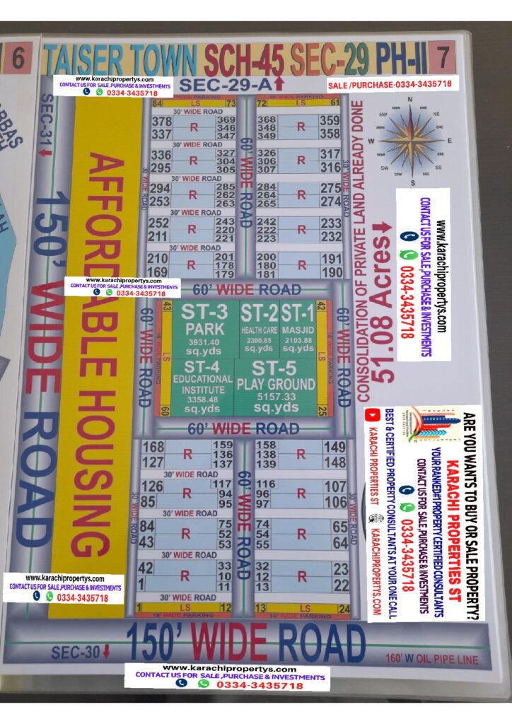 Taiser Town Sector 29 Map New Latest Revised | Karachi Properties