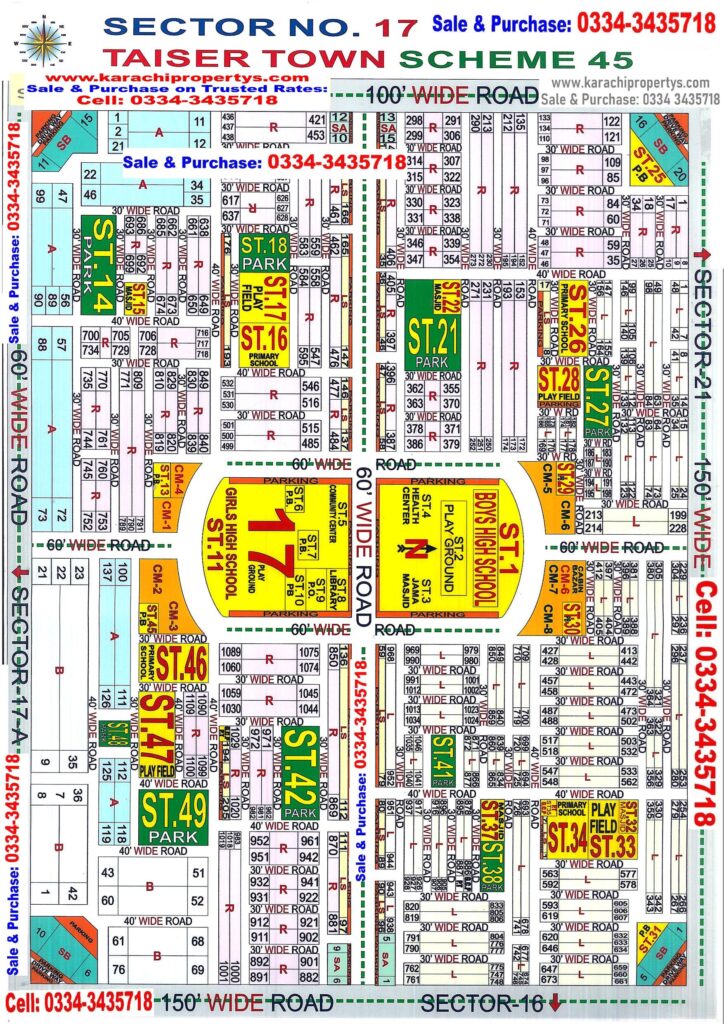 Taiser Town Sector 17 Map New Latest Revised | Karachi Properties