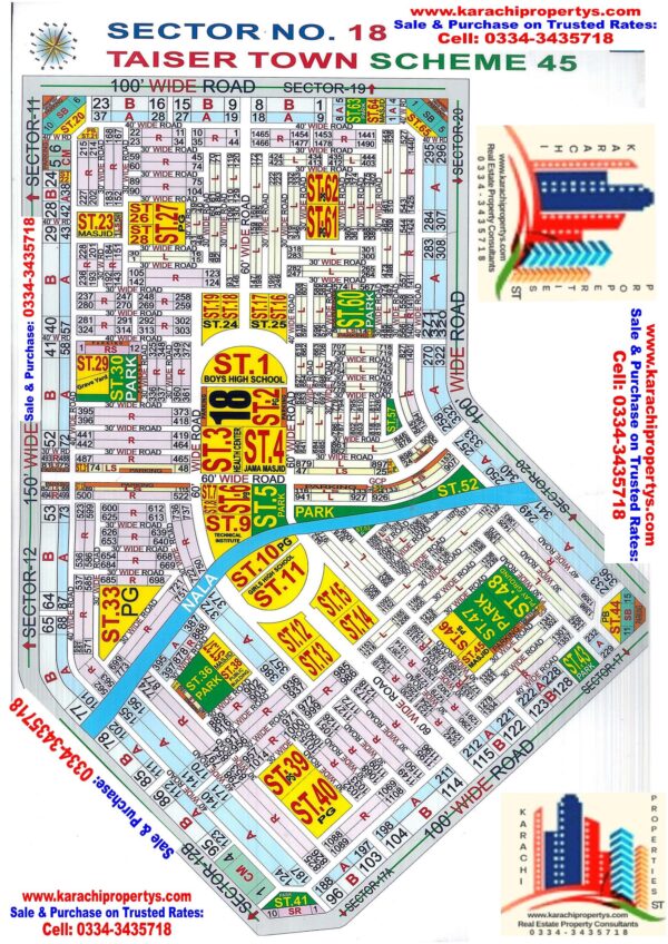 Taiser Town Sector 18 Map New Latest Revised | Karachi Properties
