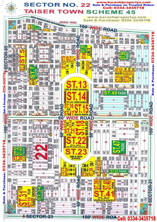 Taiser Town Sector 22 Map New Latest Revised | Karachi Properties