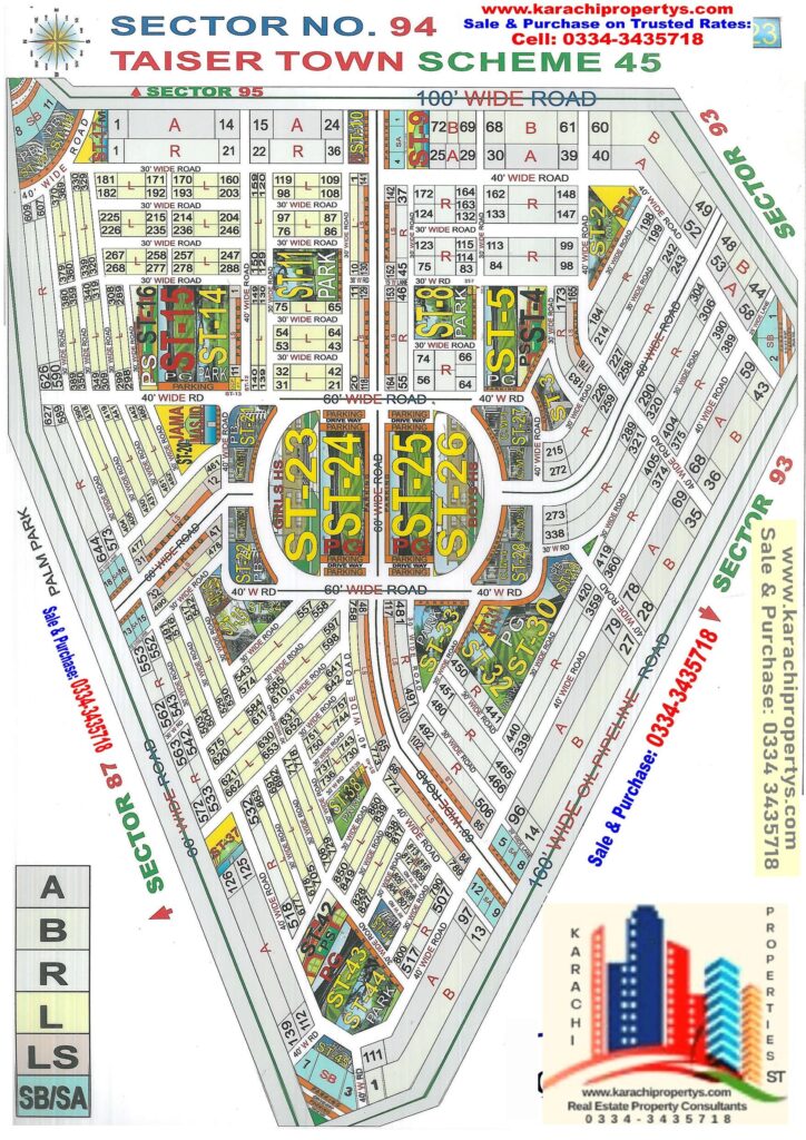 Taiser Town Sector 94 Map New Latest Revised | Karachi Properties